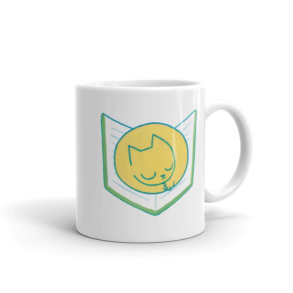 "Cat Sleeping on Book" Mug | Original Mugs | Frostbeard Studio