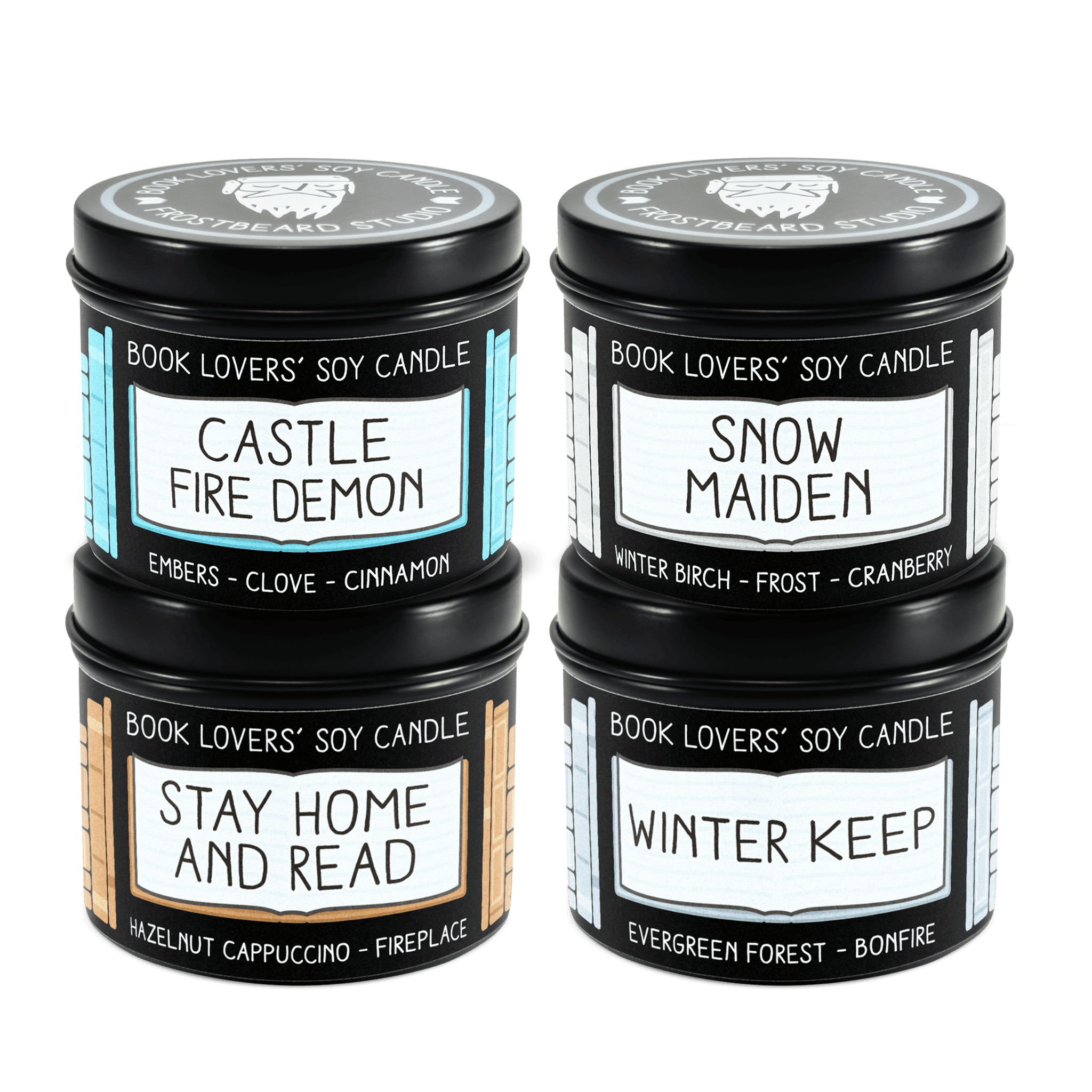 Winter Seasonal Pack︱Book Lovers' Soy Candles︱Frostbeard Studio